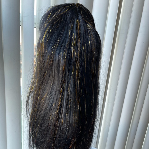 Dolls Kill | Accessories | Gold Black Tinsel Metallic Hair Wig ...